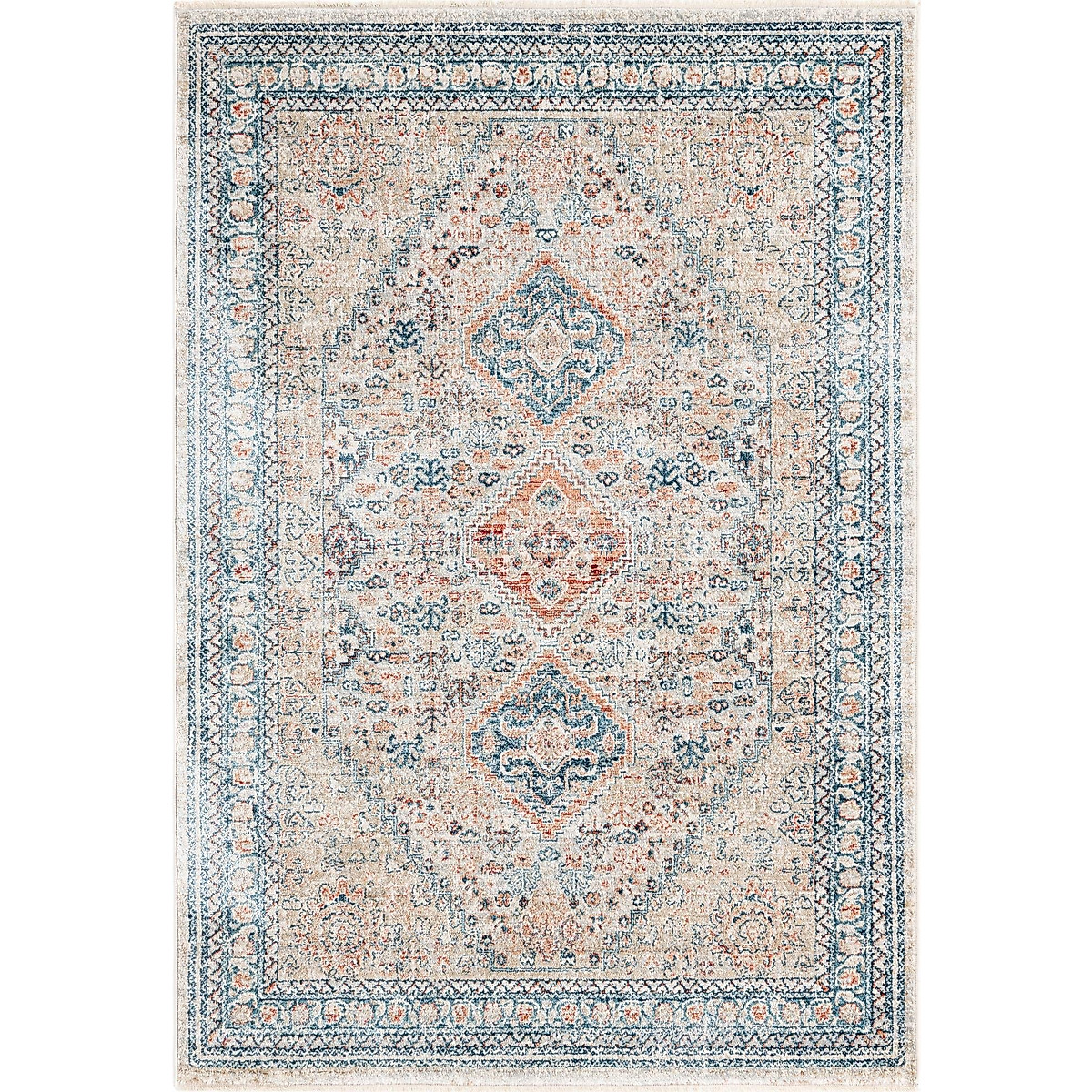Rugs.com Newport Collection Rug – 4' x 6' Multi Medium Rug Perfect for Entryways, Kitchens, Breakfast Nooks, Accent Pieces