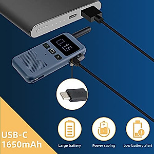 Retevis RB19 Walkie Talkies, Ultra-Slim Two Way Radios Rechargeable, USB-C,1650mAh Battery, Dot Matrix Screen,Handsfree 2 Way Radio for Clinic Small Business Office Easter Basket Gifts Skiing(3 Pack)