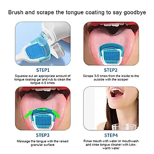 lunhaifi 2023 New Probiotic Tongue Cleaning Gel Set, Tongue Scraper Precise Cleaning Brush Kit, Easy to Use Tongue Scrubber for Men Women with 1Tongue Brush (Mint+Peaches)