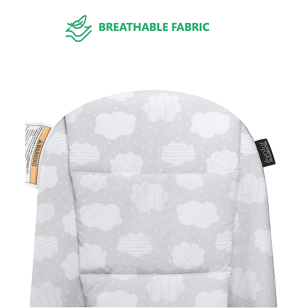 Evolur Koko Portable Infant Bouncer in Grey, Breathable Fabric, Removable Seat Cover, Easy to Clean Baby Bouncer