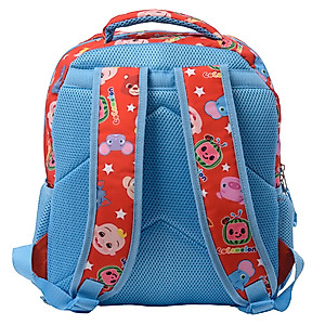 Cocomelon JJ & Animal Friends Allover Character Print 14” Backpack for Boys and Girls, Kids & Pre-school Travel Bag with Padded Back and Padded Adjustable Straps