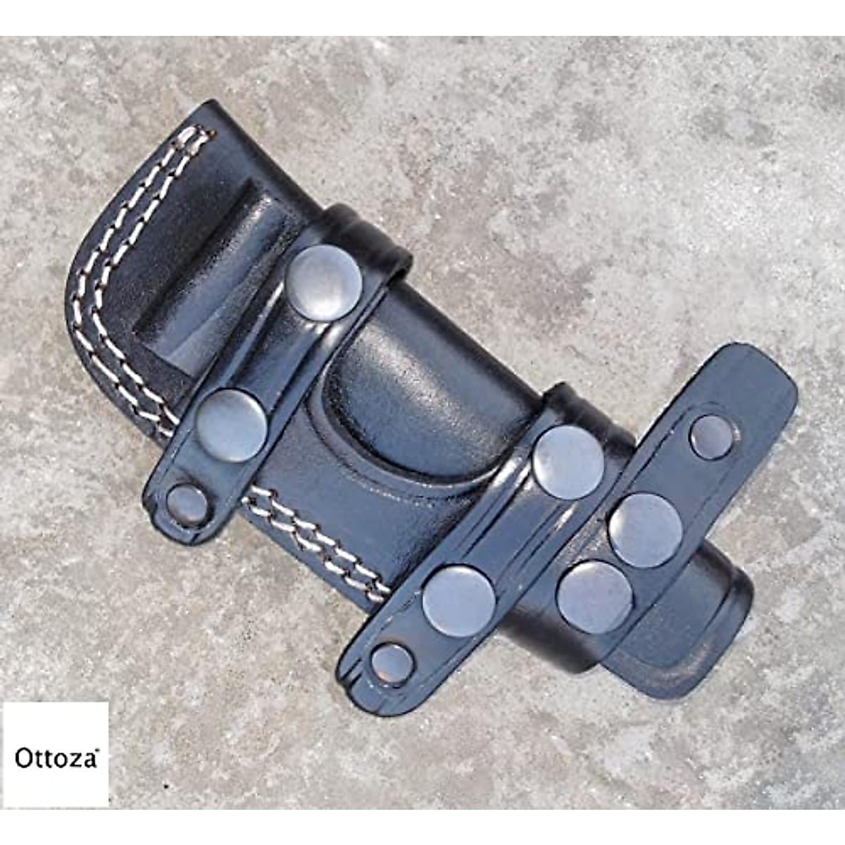 Ottoza Handmade Small Knife Sheath - Leather Knife Sheath RIGHT HAND Bushcraft Knife Sheath - Hunting Knife Sheath - Survival Knife Sheath - Horizontal Carry Black TOP GRAIN LEATHER No:173