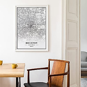 Dear Mapper Houston United States View Abstract Road Modern Map Art Minimalist Painting Black and White Canvas Line Art Print Poster Art Print Poster Home Decor (Set of 3 Unframed) (12x16inch)