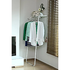 idee Free Standing Leaning Multi-Functional Coat and Shoe Rack, Space-Saving Garment Organizer, EDLR142W