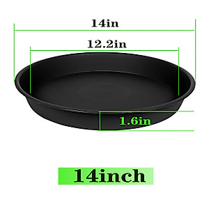Angde 2 Pack of Plant Saucer 14 inch, Plastic Plant Saucers 14" Round, Flower Trays for Indoors Outdoor, Plant Drip Trays for Pots, Plant Water Tray for Planter 13-15" (14", Black)