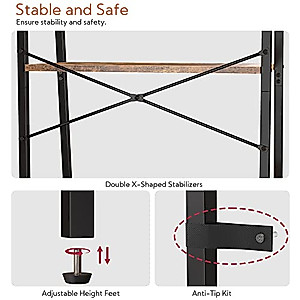 Yusong Bookshelf, Ladder Shelf 5-Tier Bookcase for Bedroom, Industrial Book Shelves Storage Rack with Metal Frame for Home Office, Rustic Brown