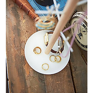 YAMAZAKI Home Tosca Accessory Tree - Jewelry Organizer Stand With Tray - Steel + Wood,White