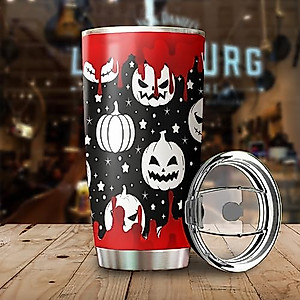 GBEELANA Personalized Name Halloween Tumbler Cup with Lid, Halloween Home Decor Kitchen Double Wall Vacuum Insulated Travel, Stainless Steel Coffee Tumbler Cup