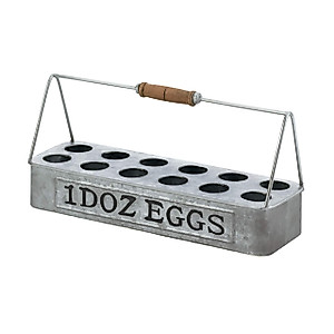 Galvanized Metal Egg Basket 14.25x3.75x6.5