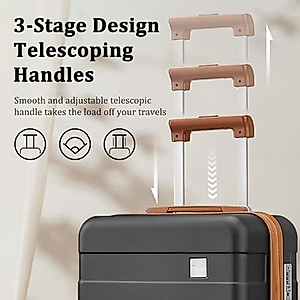 imiomo Carry on Luggage, 20 IN Carry-on Suitcase with Spinner Wheels, Hardside 3PCS Set Lightweight Rolling Travel Luggage with TSA Lock(20"/Black)