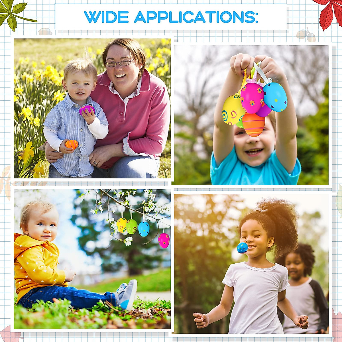 HyDren 24 Pieces Easter Egg and Spoon Race Game Egg Spoon Race Game Sets Egg and Spoon Relay Game Easter Eggs Hunt Game Outdoor Lawn Games