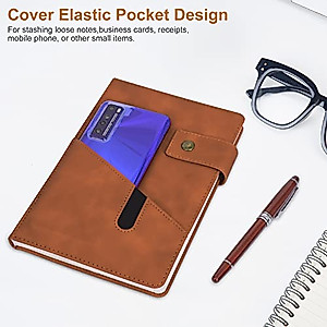 Brown A5 Lined Leather Journal Notebook for Men Women,5.9 X 8.4" Personalized Hardcover Journal with Pen,200 Pages 100 Gsm Thick Ruled Paper Daily Diary for School,Travel,Business,Work,Home Writing