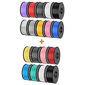 2500g 3D Printer Filament Bundle Multicolor, SUNLU ABS Filament&SUNLU META Filament, 10 Pack+8 Pack
