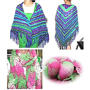 2Pcs Knitting Yarn Skeins Rainbow Multicolor Yarn Wool Crochet Yarn for Crocheting and Knitting Craft Yarn for Knitting and Crochet Projects DIY Crocheting Soft Knitting Yarn Skeins (50g)