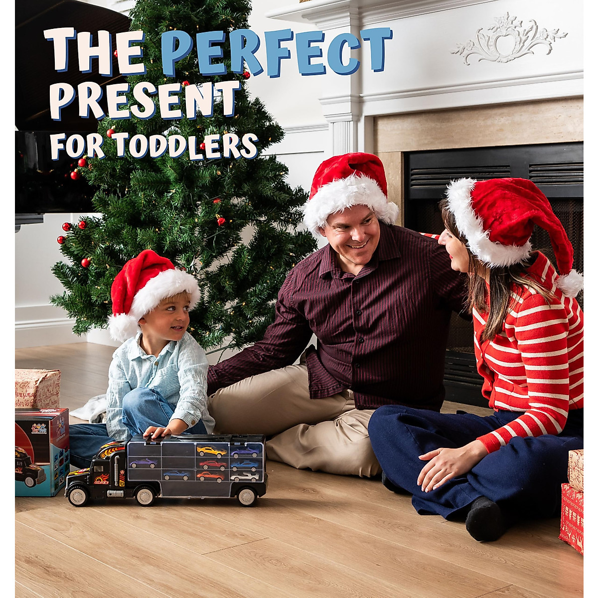 Toy Truck Transport Car Carrier Toy for Boys and Girls Age 3-10 yrs Old - Hauler Truck Includes 12 Toy Cars and Accessories - Car Truck Fits 28 Car Slots - Ideal Gift for Kids