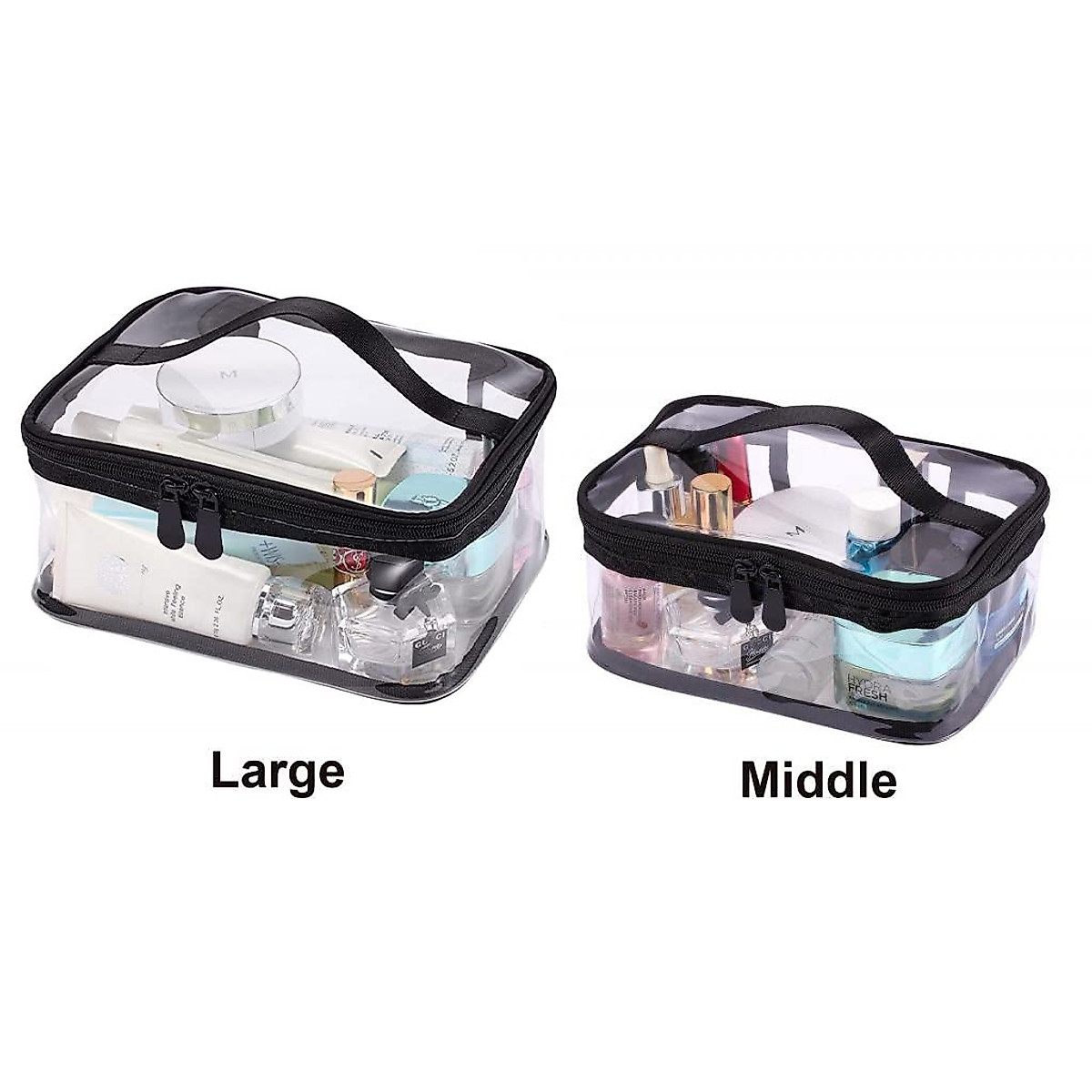 Louise Maelys Portable Clear Makeup Bag Zipper Waterproof Transparent Travel Storage Pouch Cosmetic Toiletry With Handle
