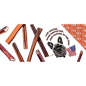 FOODIEPAWS All Natural 6-inch Mega Bully Sticks Odor Free USA Packed for Medium, Large Dogs-100% Free-Range Grass-Fed Beef-Single Ingredient & Rawhide Free-Longer Lasting Dental Dog Chews 15 Pcs