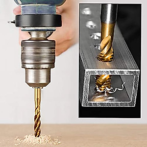 6pcs 1/4 inch Titanium Combination Drill and Tap Bits Set Screw Tapping Bit Tool for Tapping Metric (M3-M10) Drilling Tapping and Countersinking HSS4341 Steel