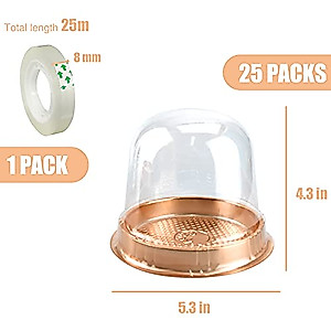 Clear Plastic Cupcake Container,25 PC Diameter 5.3 in Height 4.2 in Muffin Pod Dome Disposable Individual Cupcake Box Plastic Single Cupcake Holders With Lid for Wedding Birthday Christmas Halloween