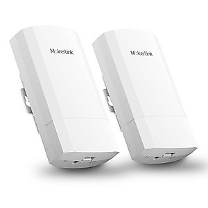 MokerLink WiFi Bridge, Wireless Outdoor CPE for PtP and PtMP Transmission, 2.4GHz 300Mbps 1KM Distance, with PoE Adapter, 2 Ethernet Port, 2 Pack
