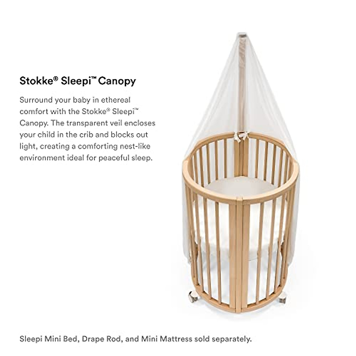 Stokke Sleepi Canopy, White - Create a Cozy, Calm Environment for Baby - Easy to Assemble - Lightweight Fabric - Compatible with Sleepi Mini & Crib/Bed