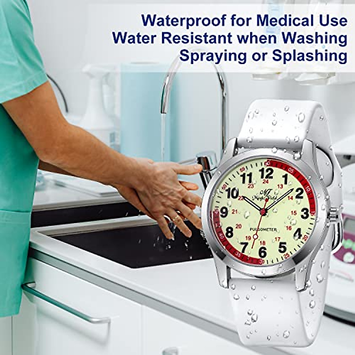 ManChDa Nurse Watch for Nurse Medical Watch Nursing Nurse Watch for Women Silicone Watch Nurse Watch Second Hand Easy to Read Watch Military Time Watch Waterproof Luminous Watch 24 Hours Watch