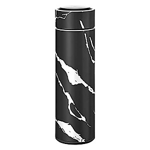 CaTaKu Black Marble White Water Bottle Insulated 16 oz Stainless Steel Flask Thermos Bottle for Coffee Water Drink Reusable Wide Mouth Vacuum Travel Mug
