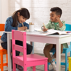 KidKraft Wooden Table and 4 Chair Set, Children's Furniture, Brightly Colored - Highlighter, Gift for Ages 3-8, 40" x 27" x 9.5"