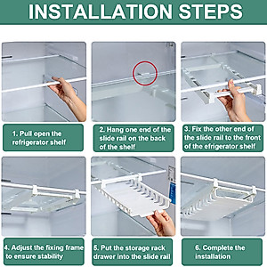 SZHTSWU Refrigerator Ziplock Bag Storage Rail Rack, Hanging Storage Clip Sliding Rail Tray Retractable Fridge Drawer Storage Organizer with 20 Sealed Bags for Fruits Vegetable Food Fresh-Keeping