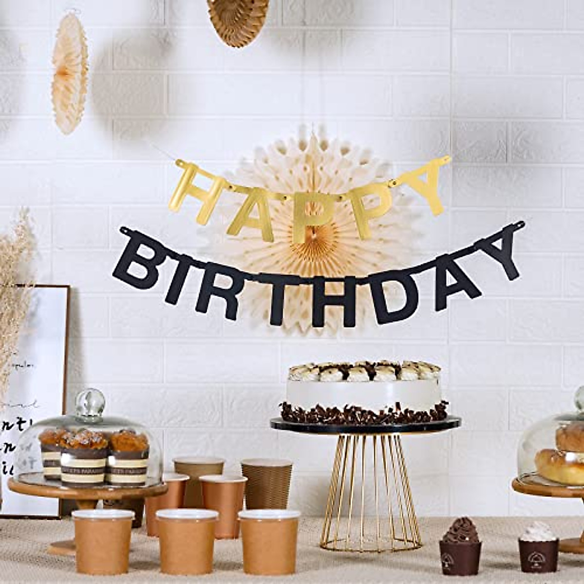 SUNBEAUTY Gold Customizable Letters&Symbols Banner Decoration Kit Party Custom Banner for Birthday Wedding Baby Showers Photo Props Window Decor (Gold)