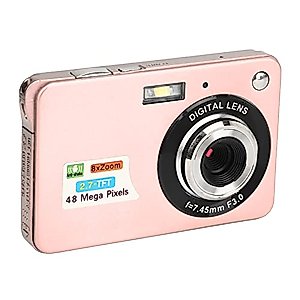 Digital Camera, 4K Digital Camera 2.7in LCD Display 8X Zoom Anti Shake Vlogging Camera for Photography Continuous Shooting (Pink)
