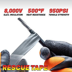 Bond It Rescue Tape, Self-Fusing Silicone Tape, Emergency Plumbing Pipe & Radiator Hose Repair, Electrical Insulation, Military Std, 1"x12', Black