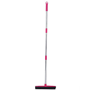 Carpet Hair Removal Broom with 48'' Telescoping Adjustable Handle, Rubber Broom Carpet Rake for Pet Hair Dust Removal Daily Household Cleaning(Pink)