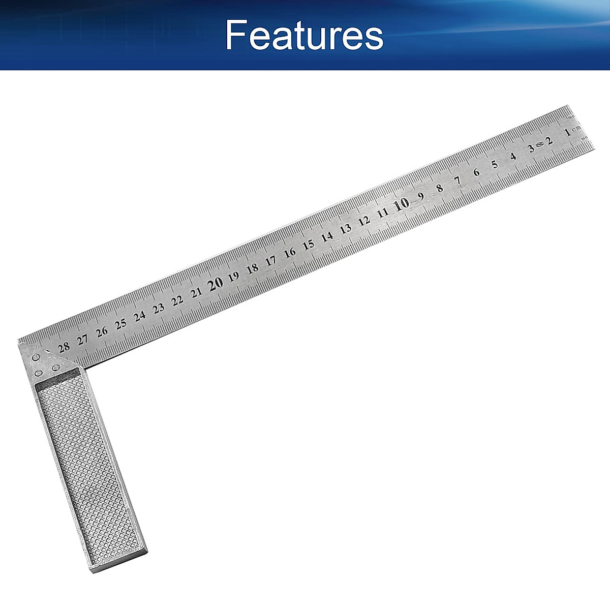 Auniwaig 300mm Stainless Steel Metric Framing L Square Right 90 Degree Angle Ruler Thicken Try Square Ruler Tools for Carpenter Engineer