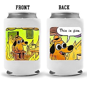 Cool Coast Products - This Is Fine Dog Coffee Fire Coolie | Funny Novelty Can Cooler Hugger Coolie Huggie | Beer Beverage Holder | Beer Under $10 Gifts | Quality Neoprene No Fade Can Cooler (1)