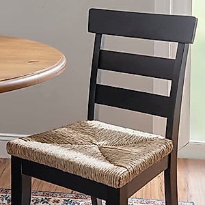 Linon Black Wood Woven Rush Seat, Minelli Dining Chair, Set of 2
