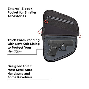 Allen Company 9" Auto-Fit 2.0 Handgun Case, Gray/Red