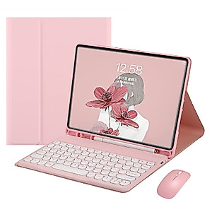 YEEHi iPad 10th Generation 10.9" 2022 Keyboard Case with Mouse Color Keyboard Retro Round Key Caps Cute Candy Colors Detachable Keyboard iPad 10th Gen 10.9 Cover (Pink)