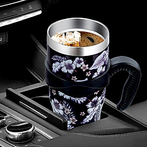 Sunmdecor Flower Tumbler with Handle and Silicone Straws - 40 Oz Flower Cups Insulated Tumbler - Flower Cup Gift for Women