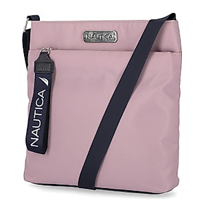 Nautica Diver Nylon Small Women's Crossbody Bag Purse with Adjustable Shoulder Strap, Lilac Rose