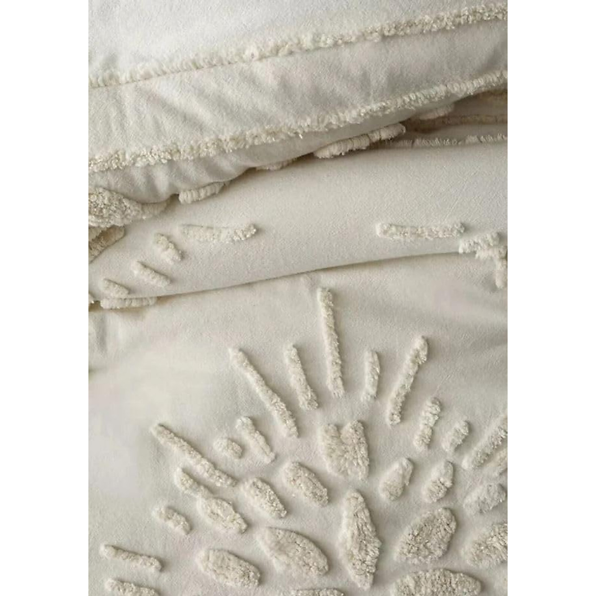 DecorAvenue 100% Cotton Hand Tufted Textured Duvet Cover Boho Bedding Comforter Cover Set of 3 Pieces with Corner Ties & Zip Closures (California King 98" x 104" Inches, Pattern 4)