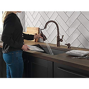 Delta Faucet Spargo Oil Rubbed Bronze Deck Mount Kitchen Faucet with Pull Down Sprayer, Venetian Bronze 19964Z-RBSD-DST