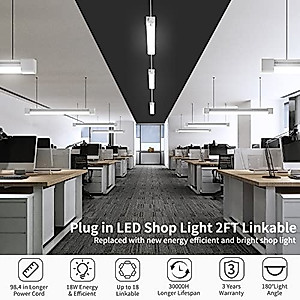 Airand LED Shop Light 2FT/4FT - Plug in Utility LED Shop Light for Garage with 98 inch Power Cord, 18W Waterproof 5000K Daylight 1800LM Linkable Ceiling Light Fixture for Workbench Basement Bathroom