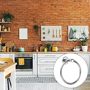 HARFINGTON 304 Stainless Steel Towel Ring Wall Mounted Round Hanging Holder with Screws for Bathroom Kitchen Accessories, Silver Tone