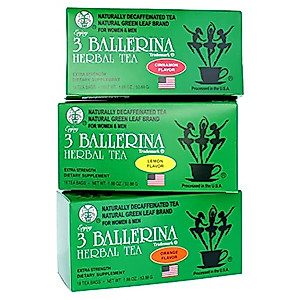 3 Ballerina Tea Extra Strength for Men and Women 3 Boxes Flavored Bundle (Orange, Lemon and Cinnamon Flavors)