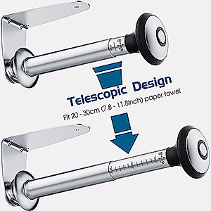 GIFZES Under Cabinet Paper Towel Holder for Kitchen,Stainless Steel Paper Towel Holders Wall Mount,9.9In Self Adhesive Drilling Paper Towel Rolls Kitchen Bathroom Door Rustproof Rack Silver