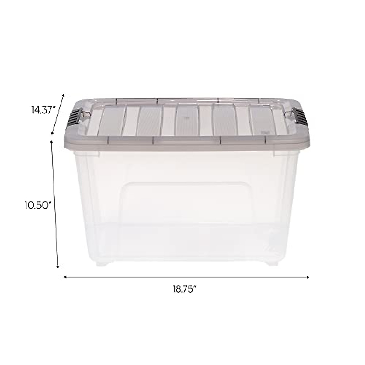IRIS USA 5 Pack 32 Quart Stack & Pull™ Clear Plastic Storage Box with Buckles, Gray