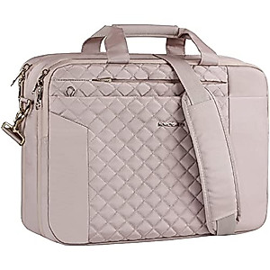 KROSER Laptop Bag for Women, Laptop Case 17 Inch Expandable Laptop Briefcase Bag, TSA Friendly Waterproof Computer Bag With Anti Theft, Messenger Shoulder Bag for Women Business Office Travel, Pink