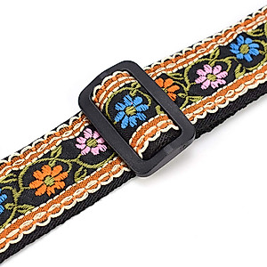 CLOUDMUSIC Tenor Concert Soprano Baritone Ukulele Strap Coloful Hawaii Floral Jacquard For Adult Size And Kids(Blue Orange Pink Flowers)