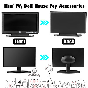 2 Pieces Dollhouse Miniature Furniture 1:12 Doll House Miniature TV Television with Remote Control Dollhouse Mini Model Toy Dollhouse Mini Decoration Accessories